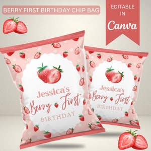 Berry First Birthday Chip Bag Berry 1st Birthday Party Decorations ...