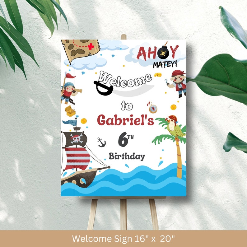 Editable Pirate Birthday Party Welcome Sign Pirate Birthday Party ...