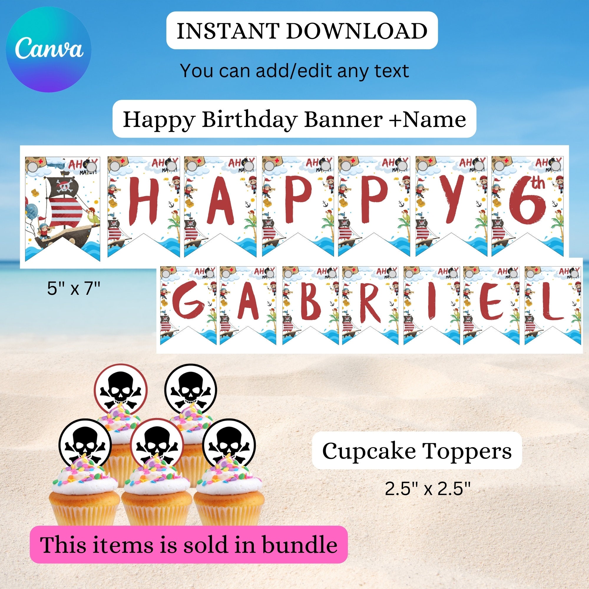 Editable Pirate Birthday Party Welcome Sign Pirate Birthday Party ...