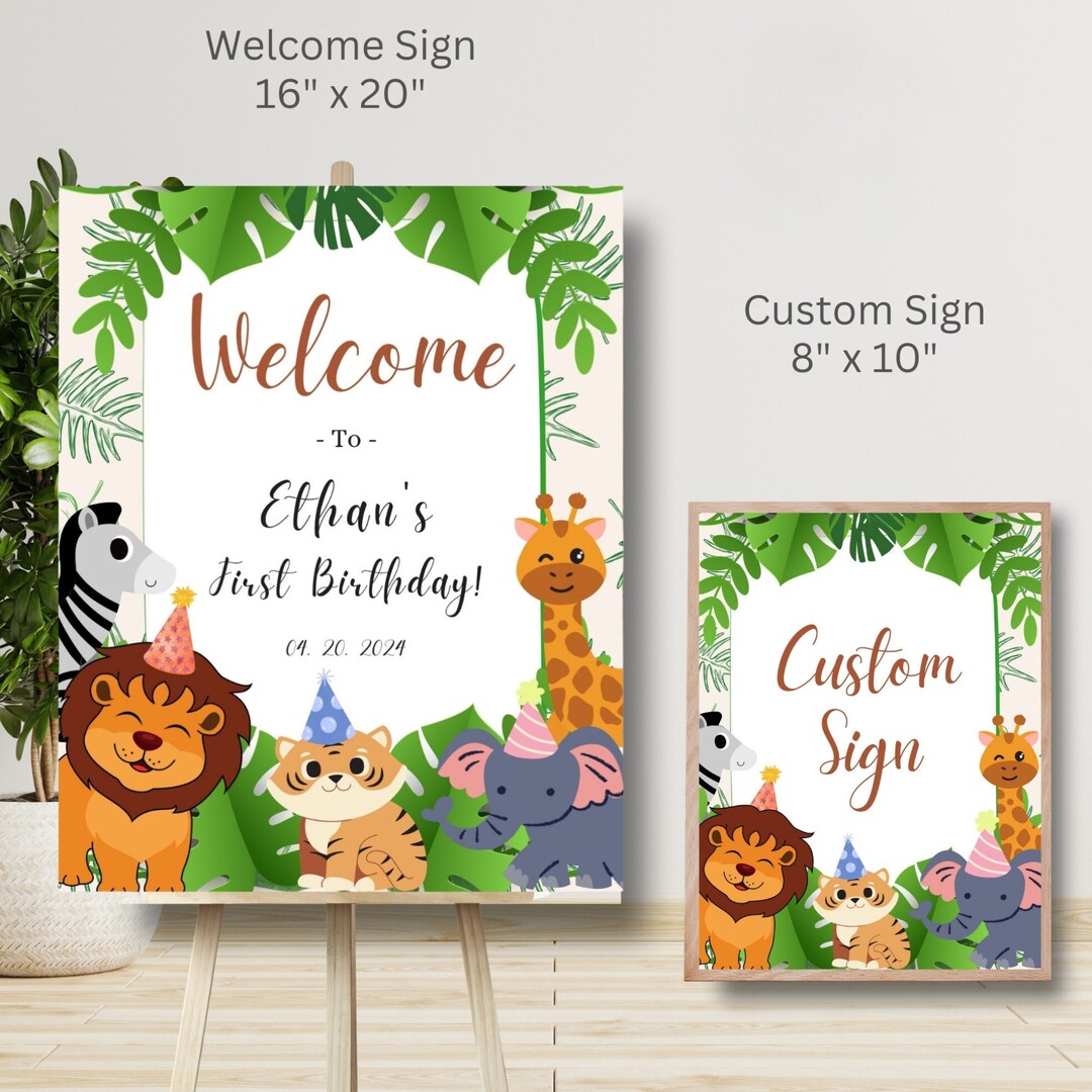 Editable Safari Birthday Party Welcome Sign Safari Birthday Party ...