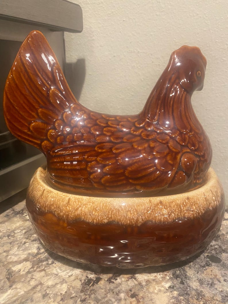 Vintage Hull USA Pottery Brown Drip Nesting Hen Chicken - Etsy
