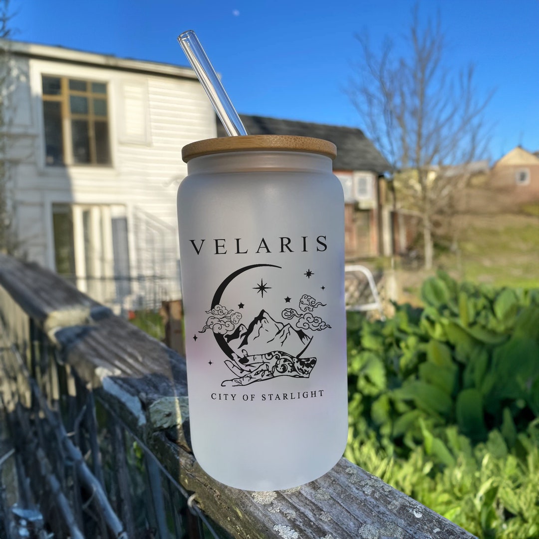 Velaris City of Starlight Coffee Cup, 17oz ACOTAR Glass With Lid and ...