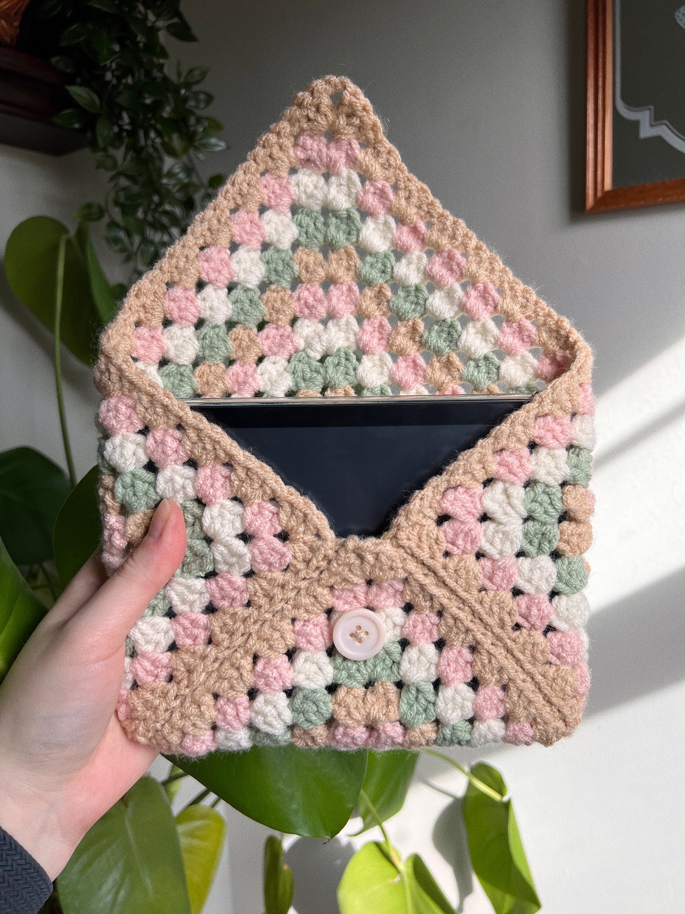 Crochet Kindle Sleeve Granny Square Book Cover Protective Book Sleeve ...