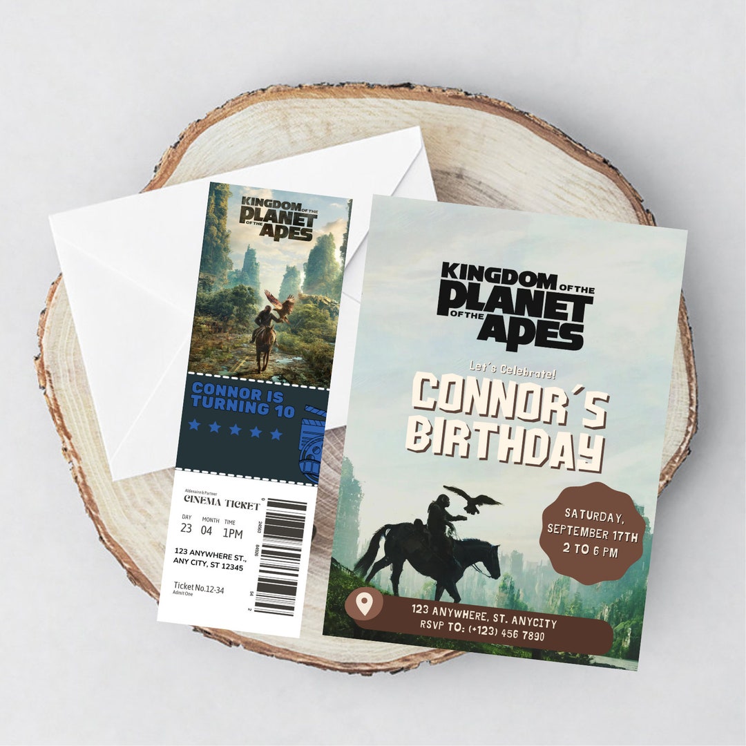 Kingdom of the Planet of the Apes Birthday Invite the Kingdom of the ...