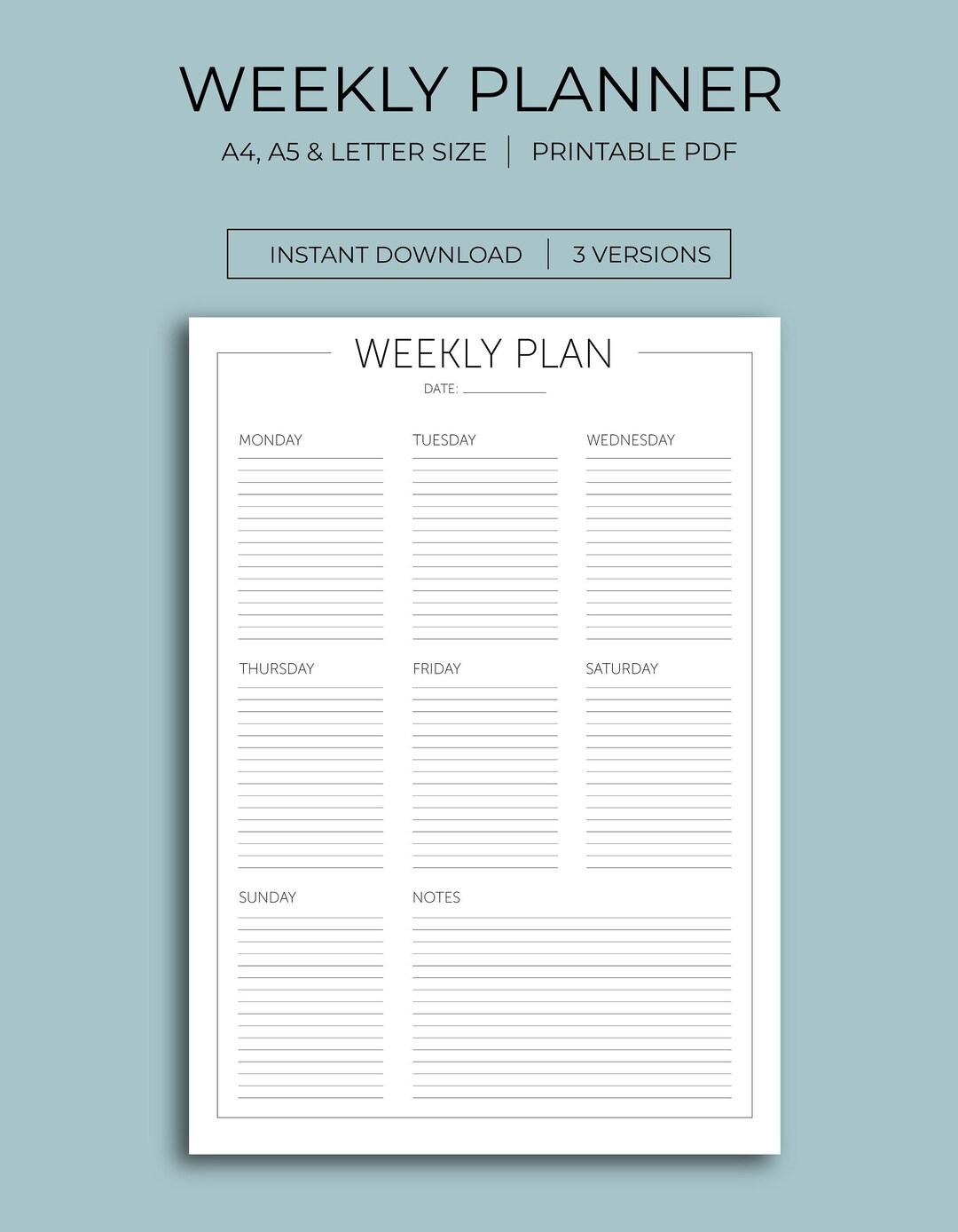 2024 Weekly Planner Printable I 2024 Calendar I 3 Versions I A4 A5 ...