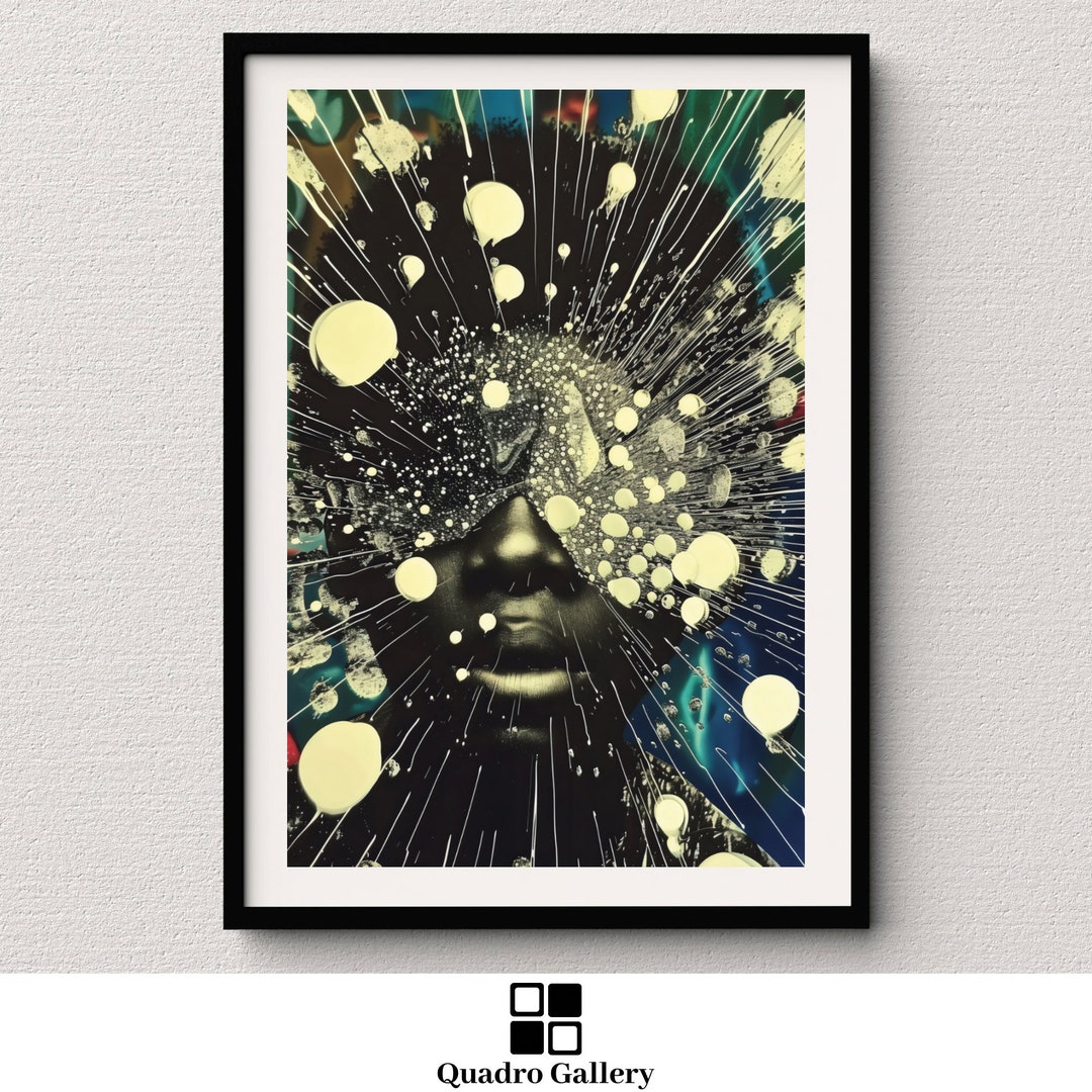 Abstract Starburst Cosmic Human Face Art Print Galactic Aura Printable ...
