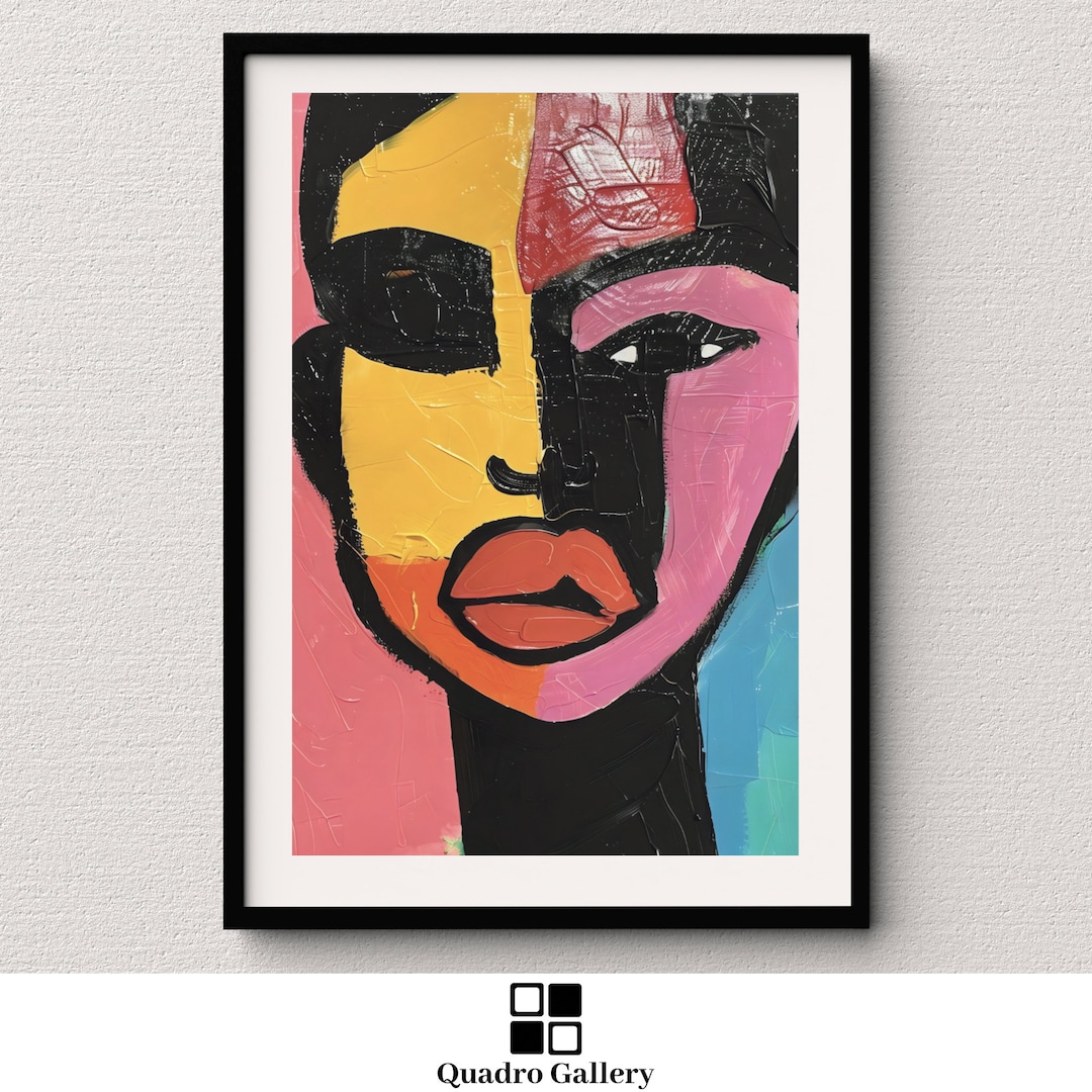 Modern Abstract Face Printable Art Bold Colors Expressionist Portrait ...
