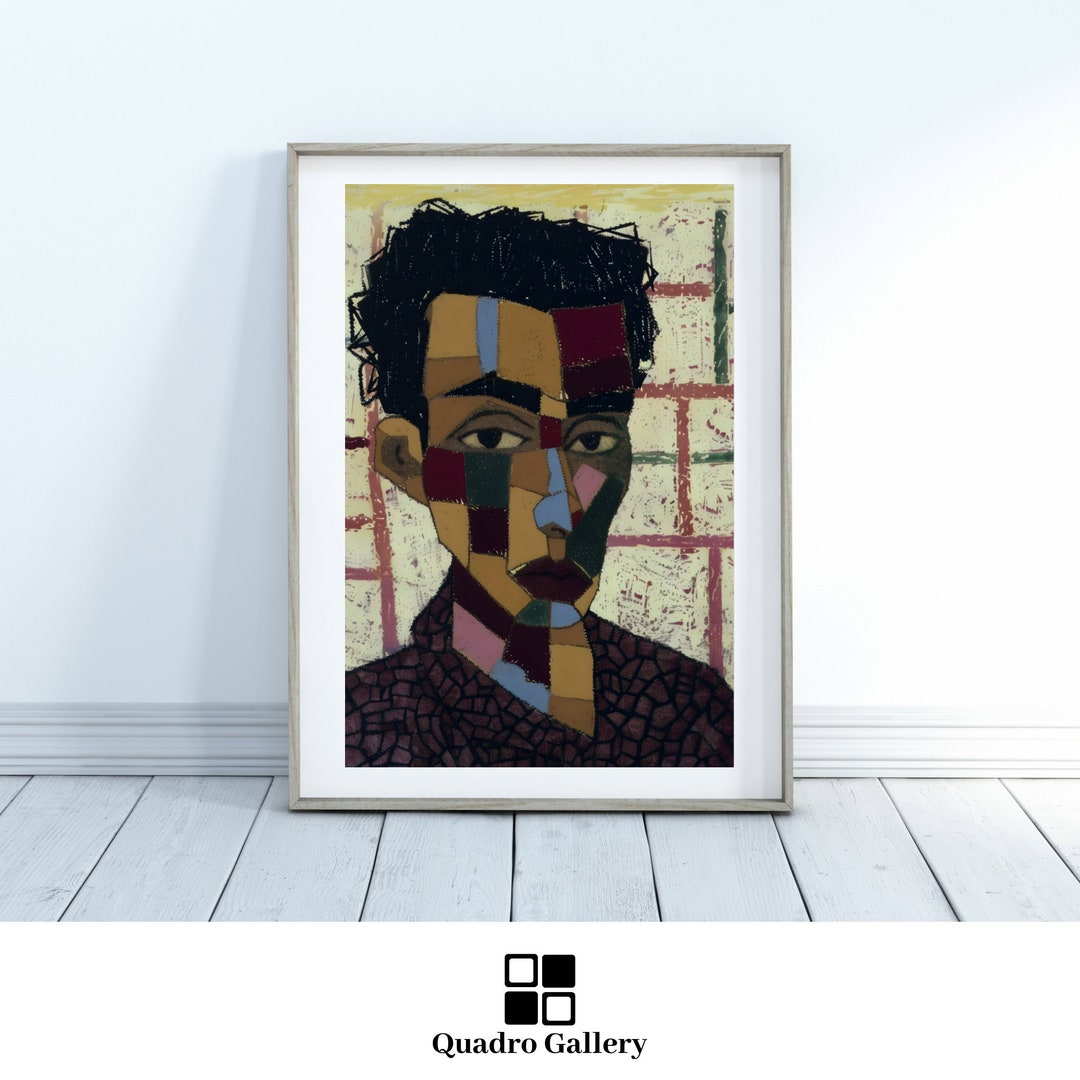Modern Cubist Portrait Art Print Abstract Geometric Male Face ...