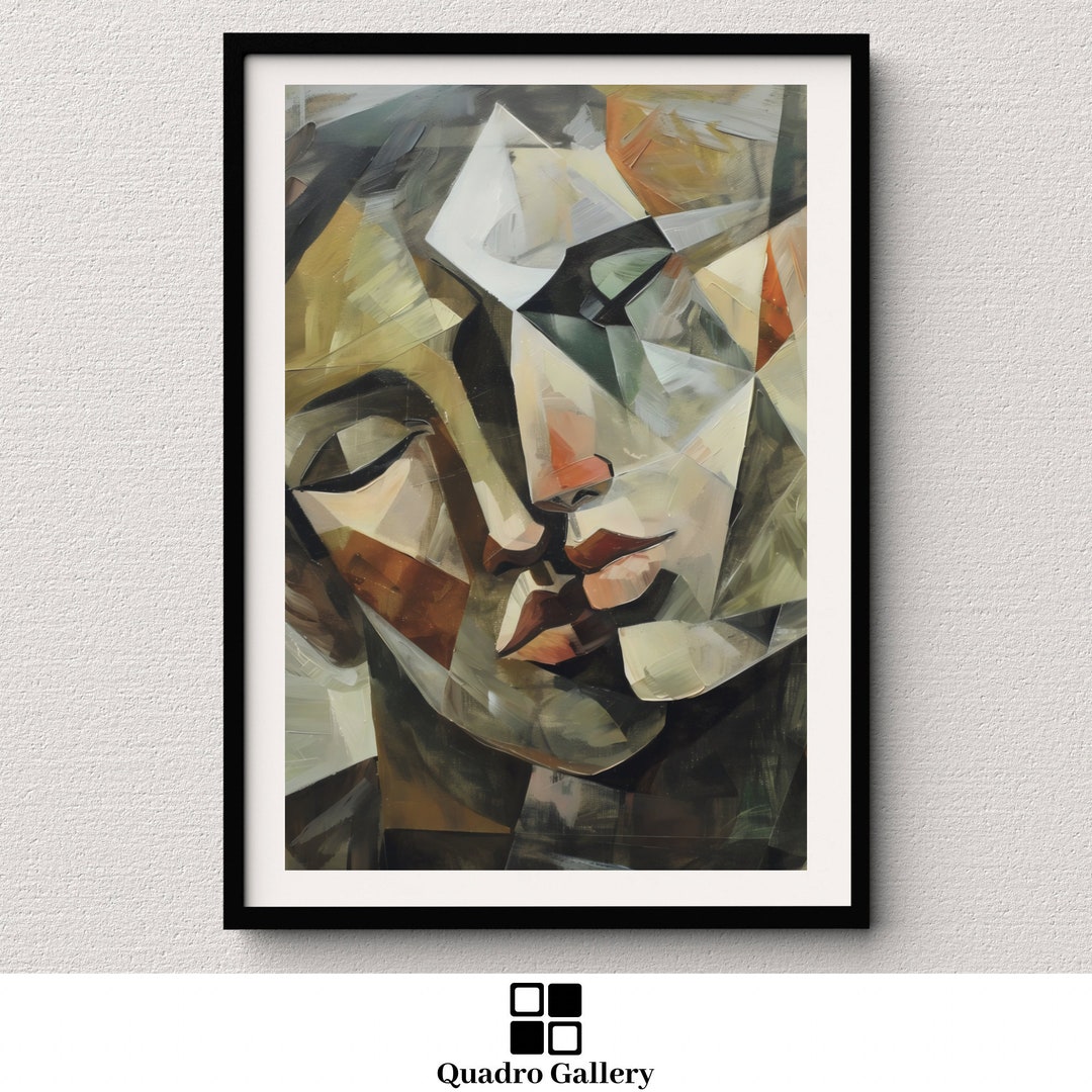 Cubist Abstract Portrait Digital Wall Art Modern Geometric Face Artwork ...