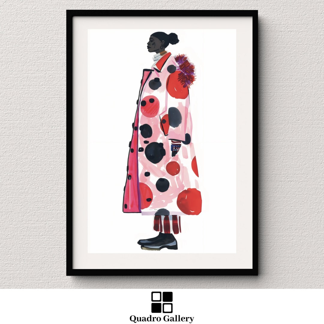 Contemporary Abstract Figure Print Fashionable Polka Dot Coat Art ...