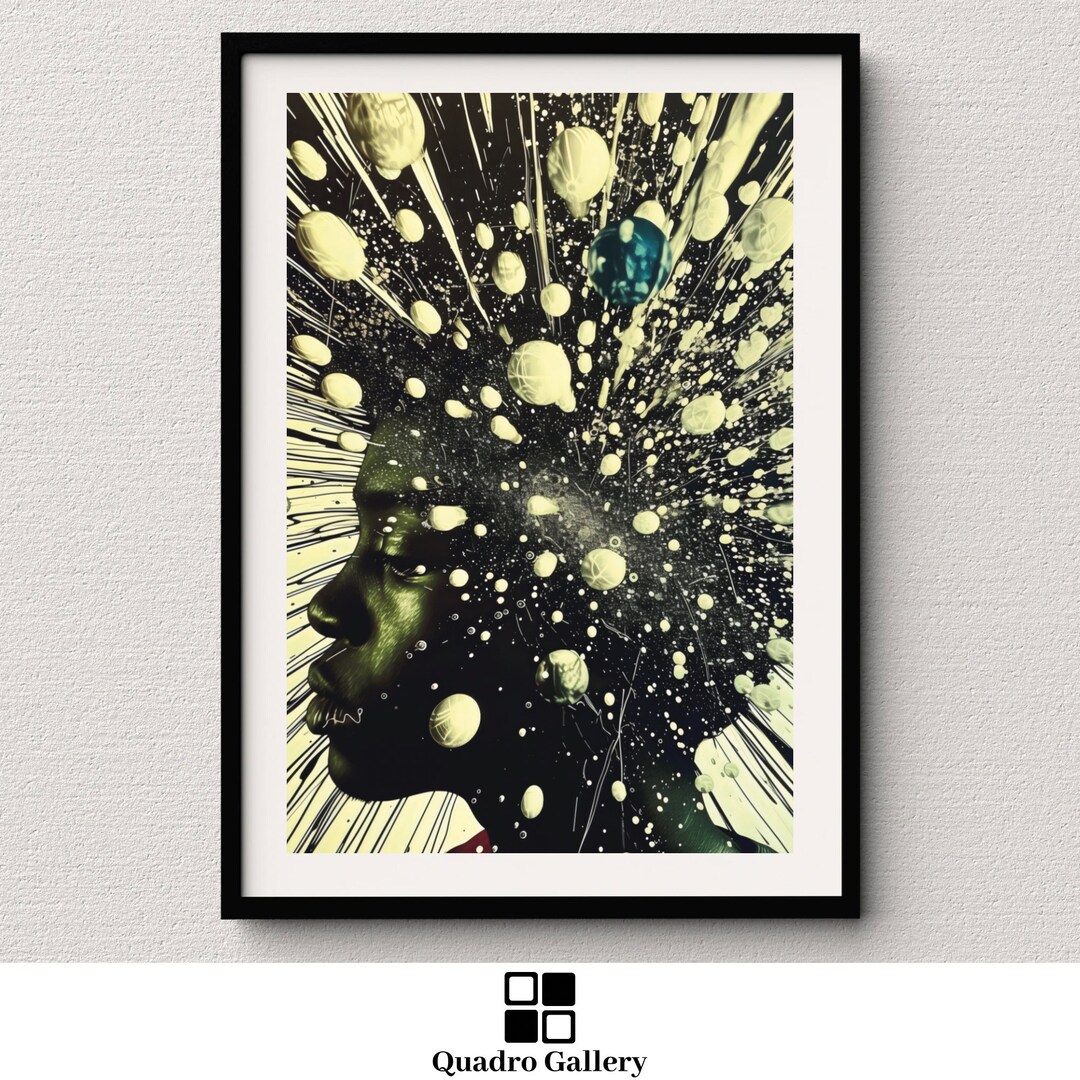 Abstract Starburst Cosmic Human Face Art Print Mind Universe Printable ...