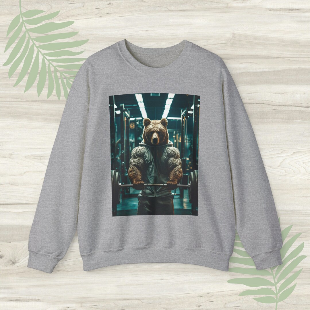 Gildan Brown Bear Sweatshirt, Bear Sweatshirt, Gym Sweatshirt - Etsy