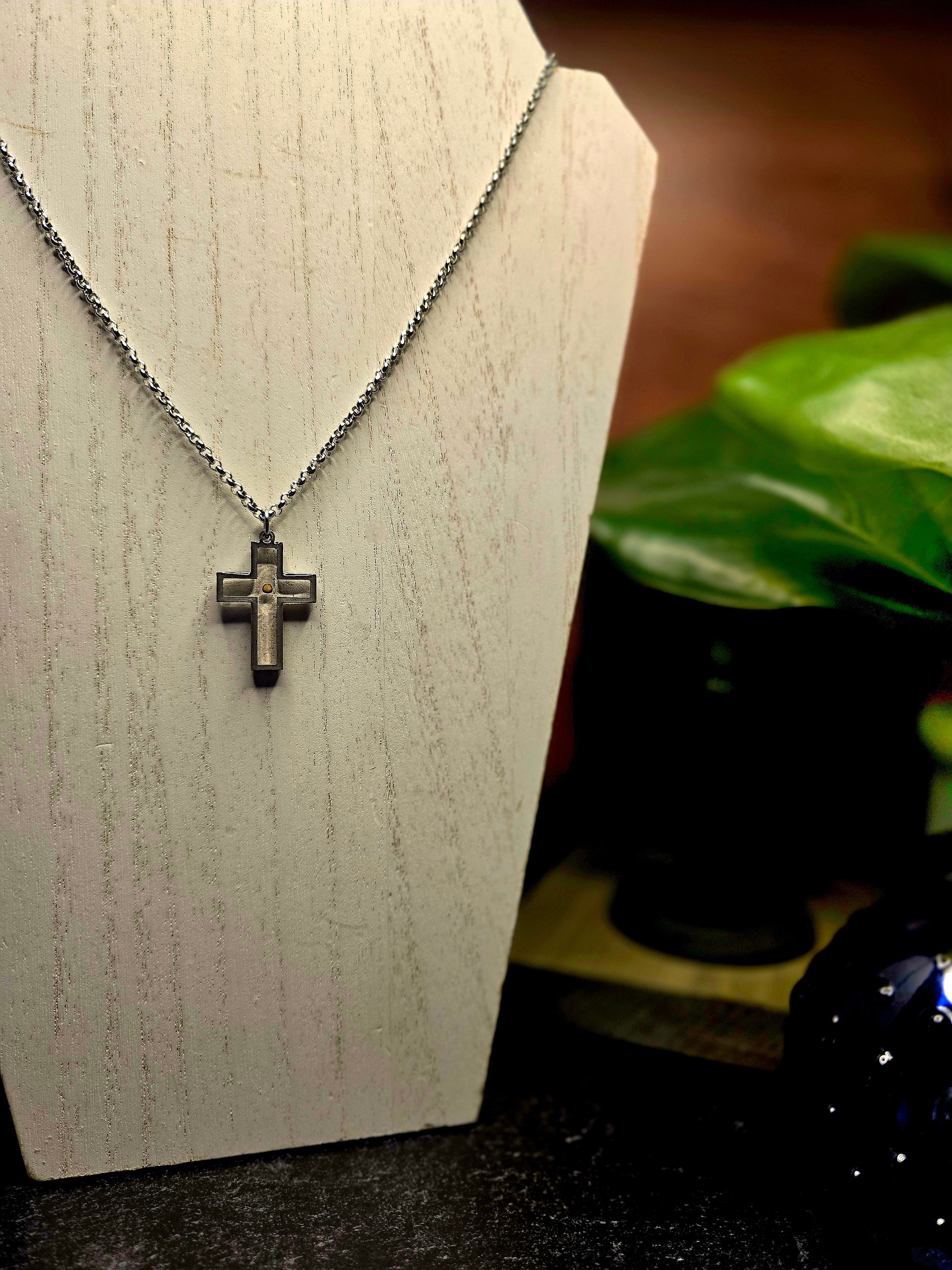 Men's Mustard Seed Necklace, Boys Cross Necklace Bible, Episcopal Cross ...