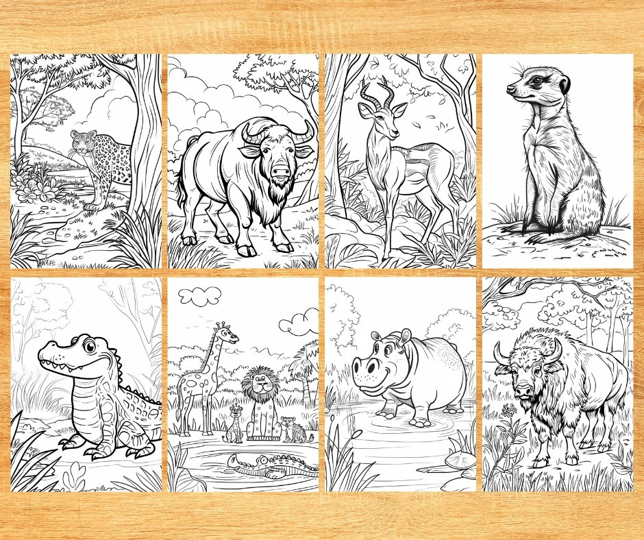 30 Savannah Animal Coloring Pages, Activity for Kids Preschoolers ...