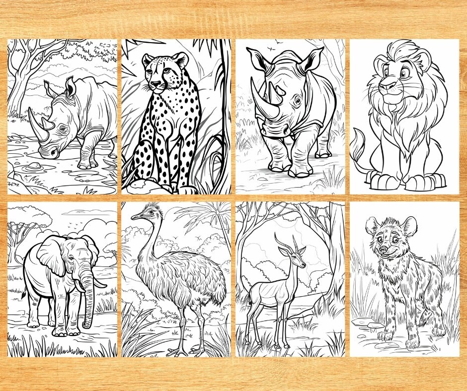 30 Savannah Animal Coloring Pages, Activity for Kids Preschoolers ...