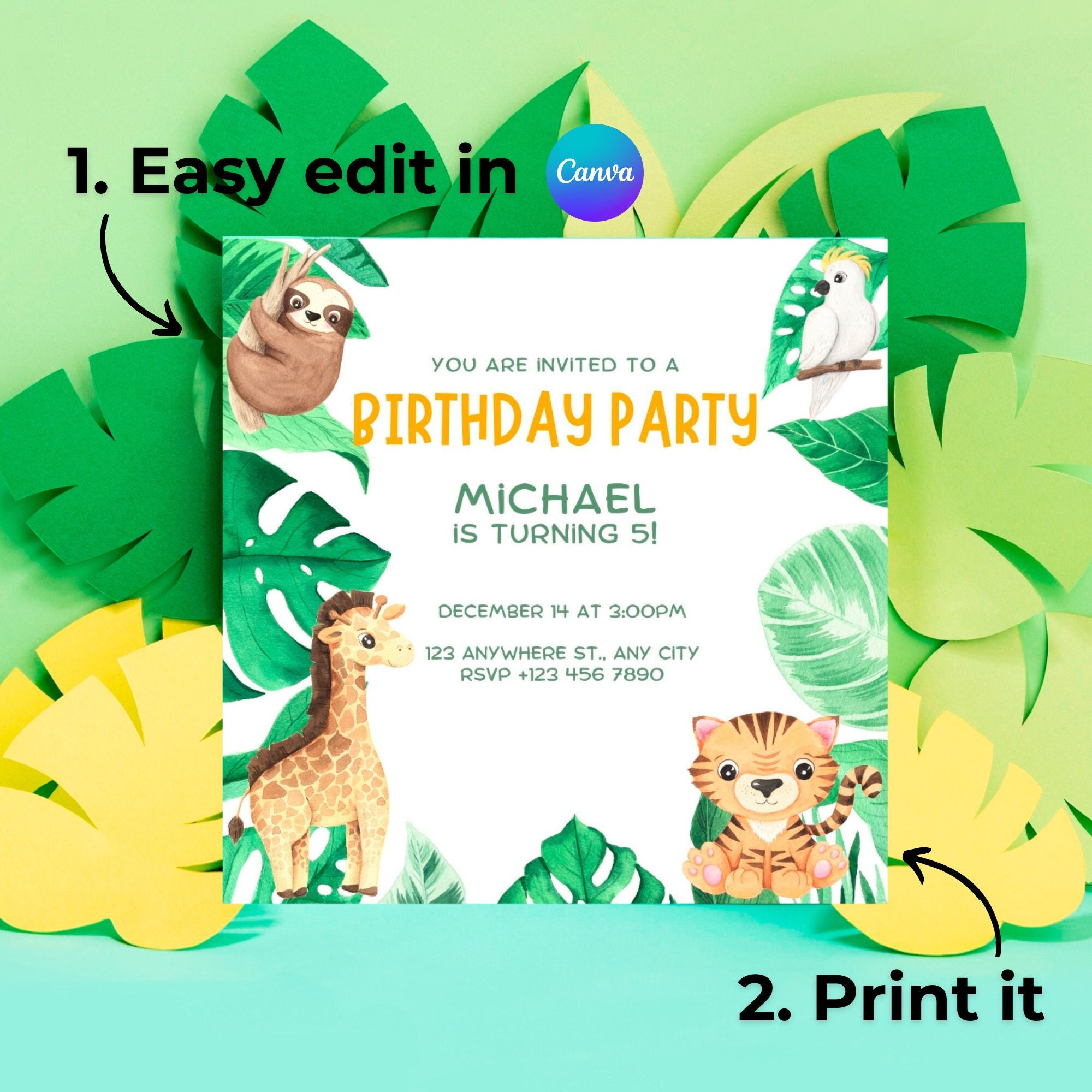 Digital Birthday Invitation, Childrens Birthday Party, Editable ...