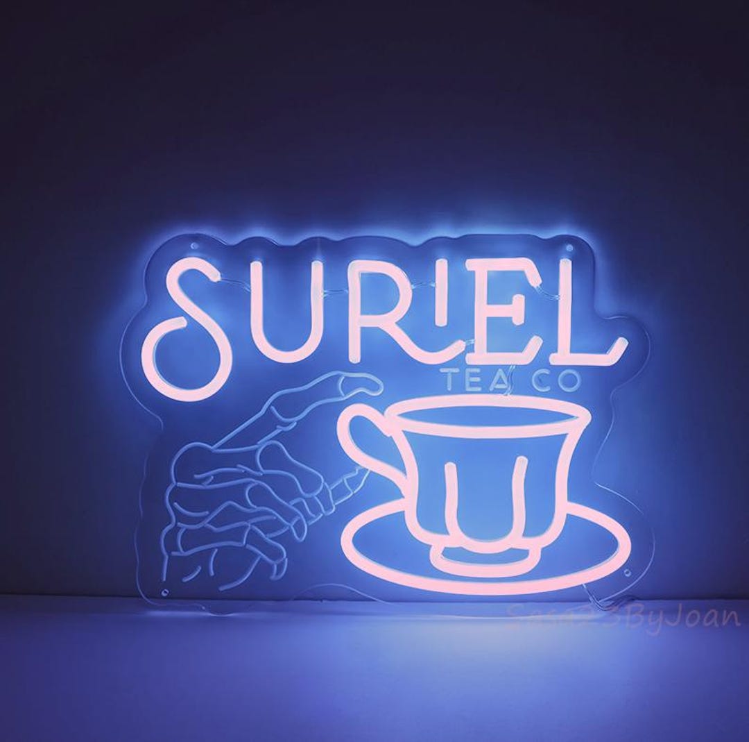 Suriel Tea Co Neon Sign: Book Lover Gift, Home Library Decor - Etsy