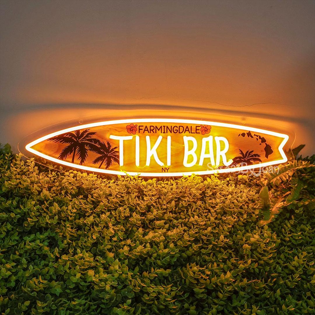 Personalized Surfboard Tiki Bar Sign,surfboards Light,tiki Home Bar ...