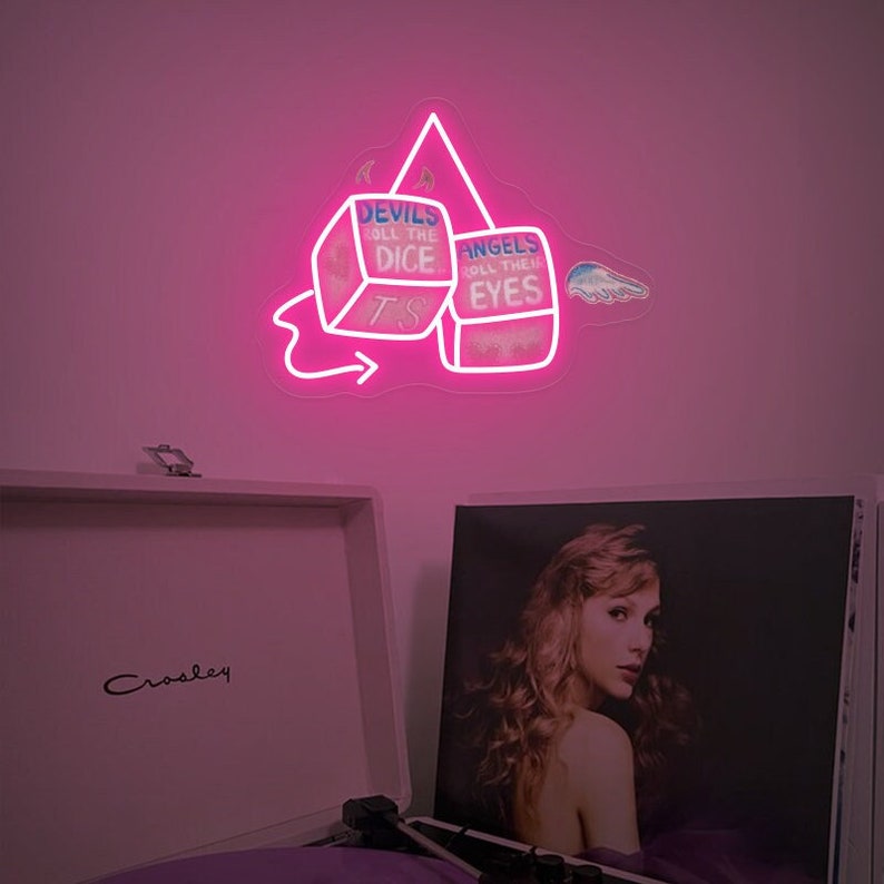 Retro Devils Roll the Dice Angels Neon Sign,roll the Dice Wall Art ...