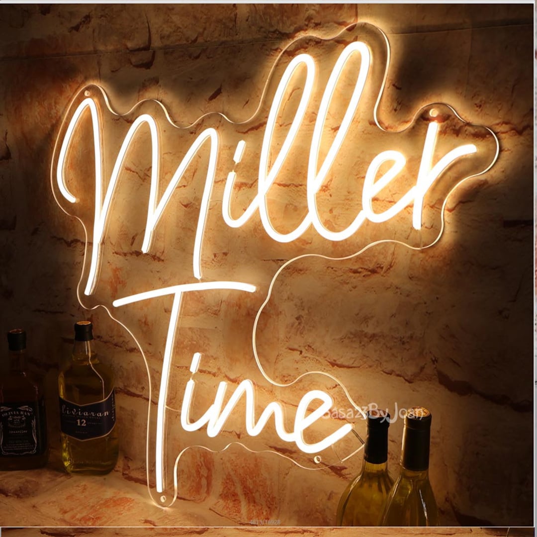 Miller Time Neon Sign,bar Neon Sign,bar Wall Sign,home Bar Sign,bar ...