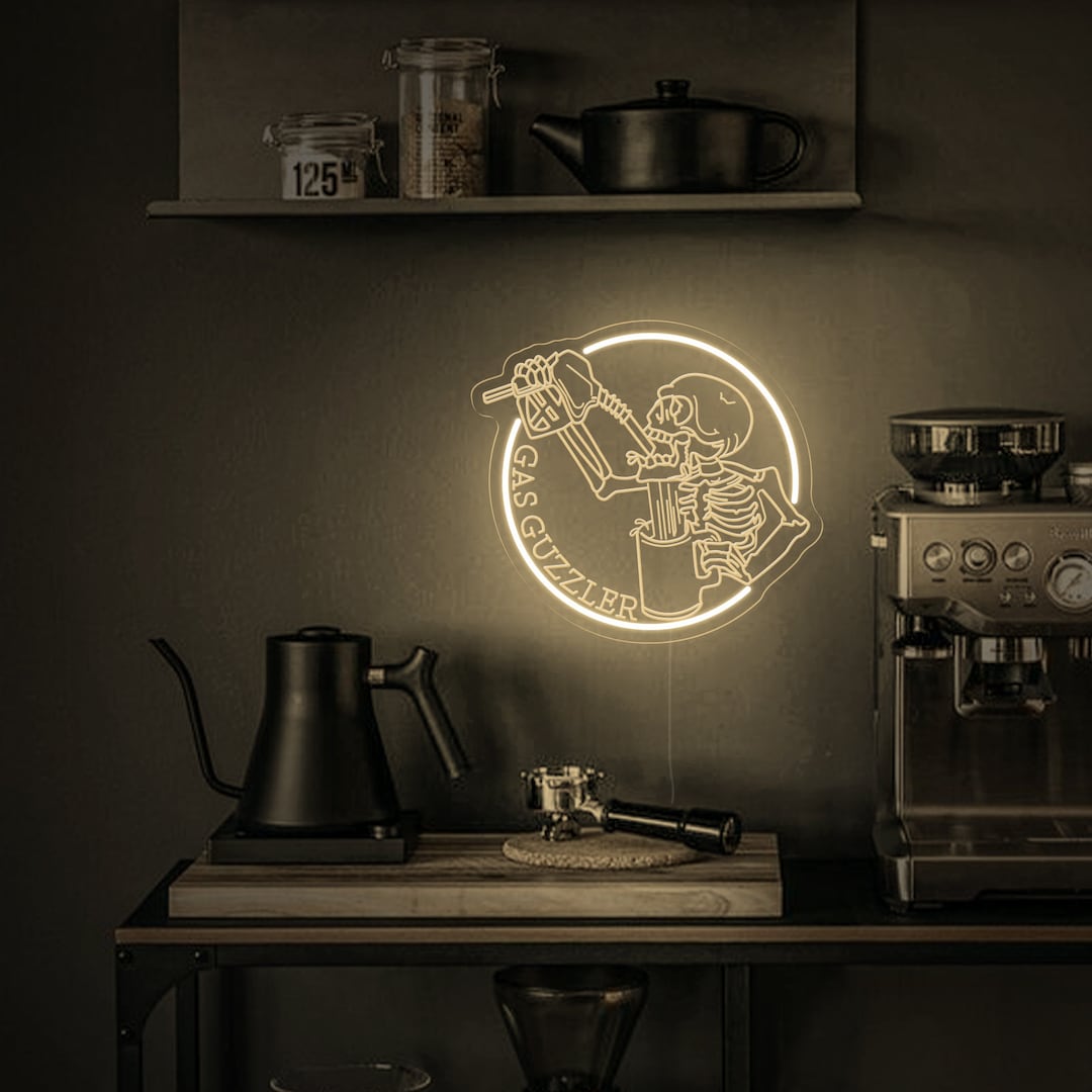 Gas Guzzler Skull Neon Sign: Garage Wall Art LED - Etsy