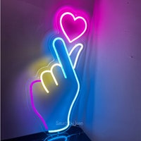 Finger Heart Neon Sign, Kpop Hand Heart Light - Etsy