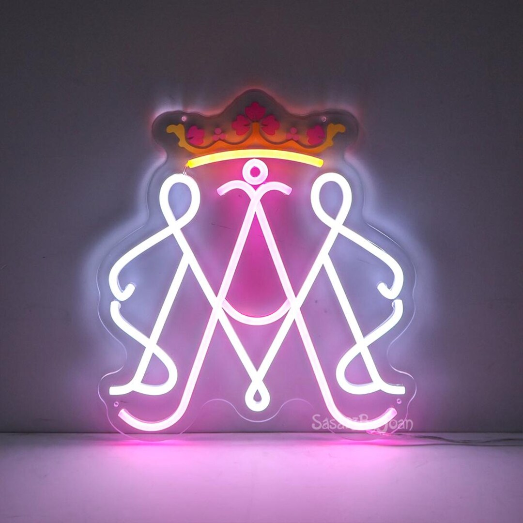Auspice Maria Neon Sign,virgin Mary Monogram Light,ave Maria Catholic ...