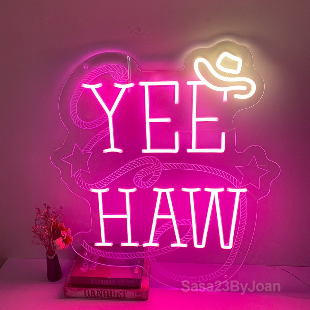 Yee Haw Neon Sign,cowboy Hat LED Wall Neon,yee-haw Cowboy Hat Light ...