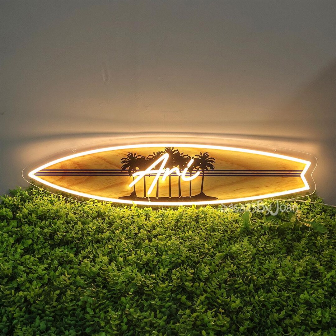 Custom Surfboard Name Neon, Good Vibes Only Surfboard Neon Sign, Good ...