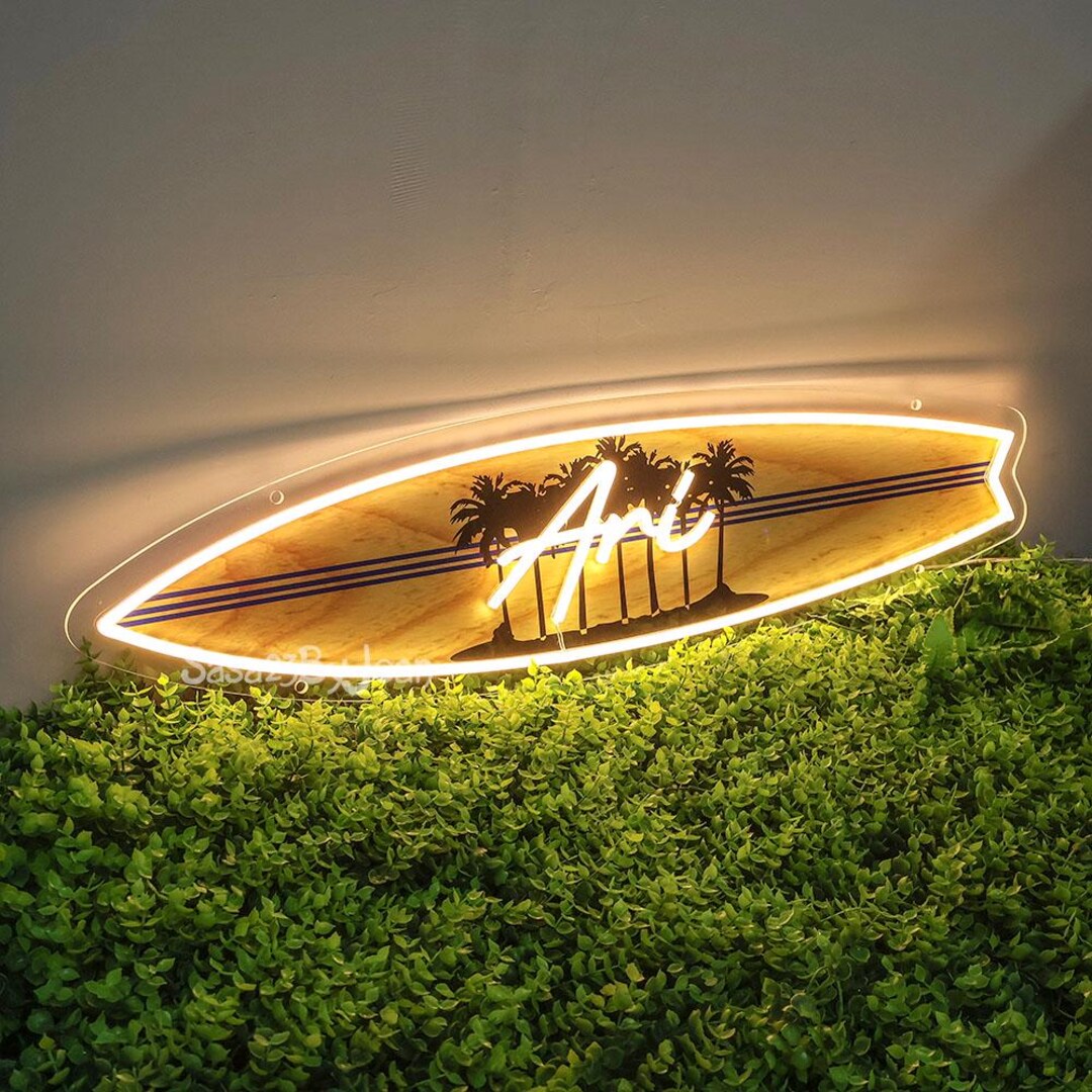 Custom Surfboard Name Neon, Good Vibes Only Surfboard Neon Sign, Good ...