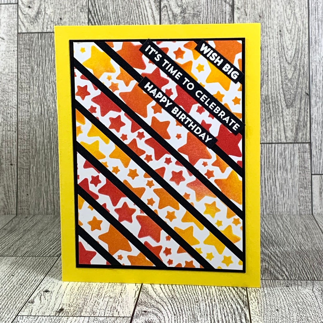 Happy Birthday, Stars, Diagonal, Greeting Card, Handmade, Birthday ...