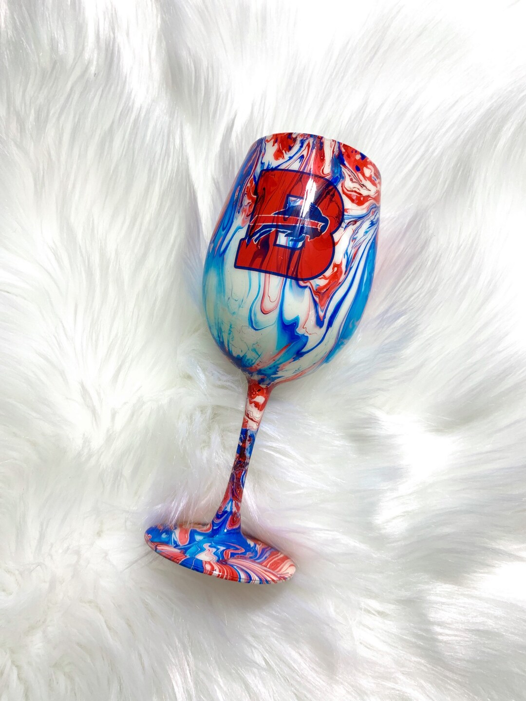 Buffalo Bills Marbled Hydro Drip 10oz Stemmed Wine Glass Epoxy Free - Etsy