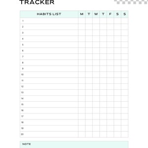 Weekly Habit Tracker | Printable Checklist | Printable Tracker - Etsy