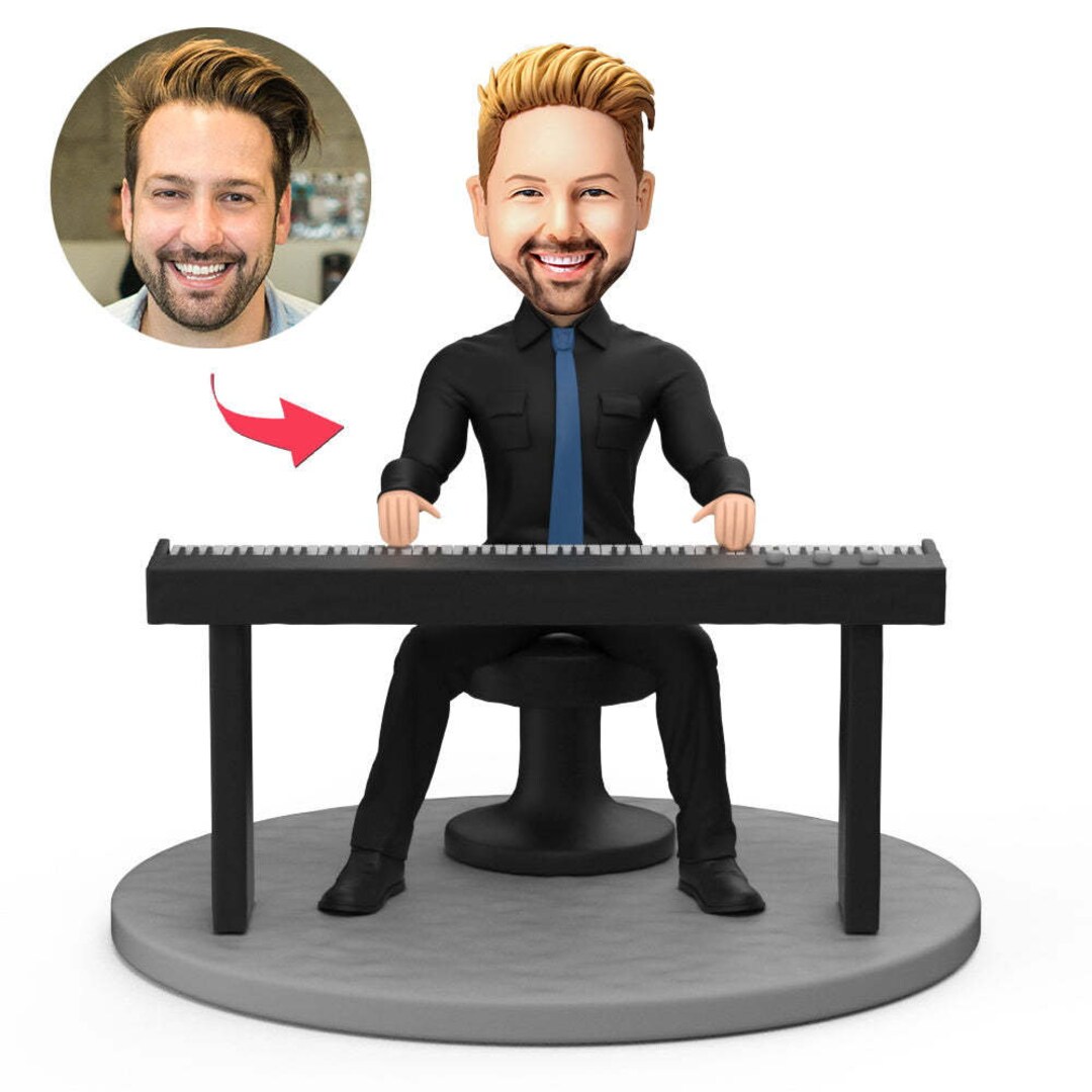 Handsome Male Keyboard Player Custom Bobblehead With Engraved Text - Etsy