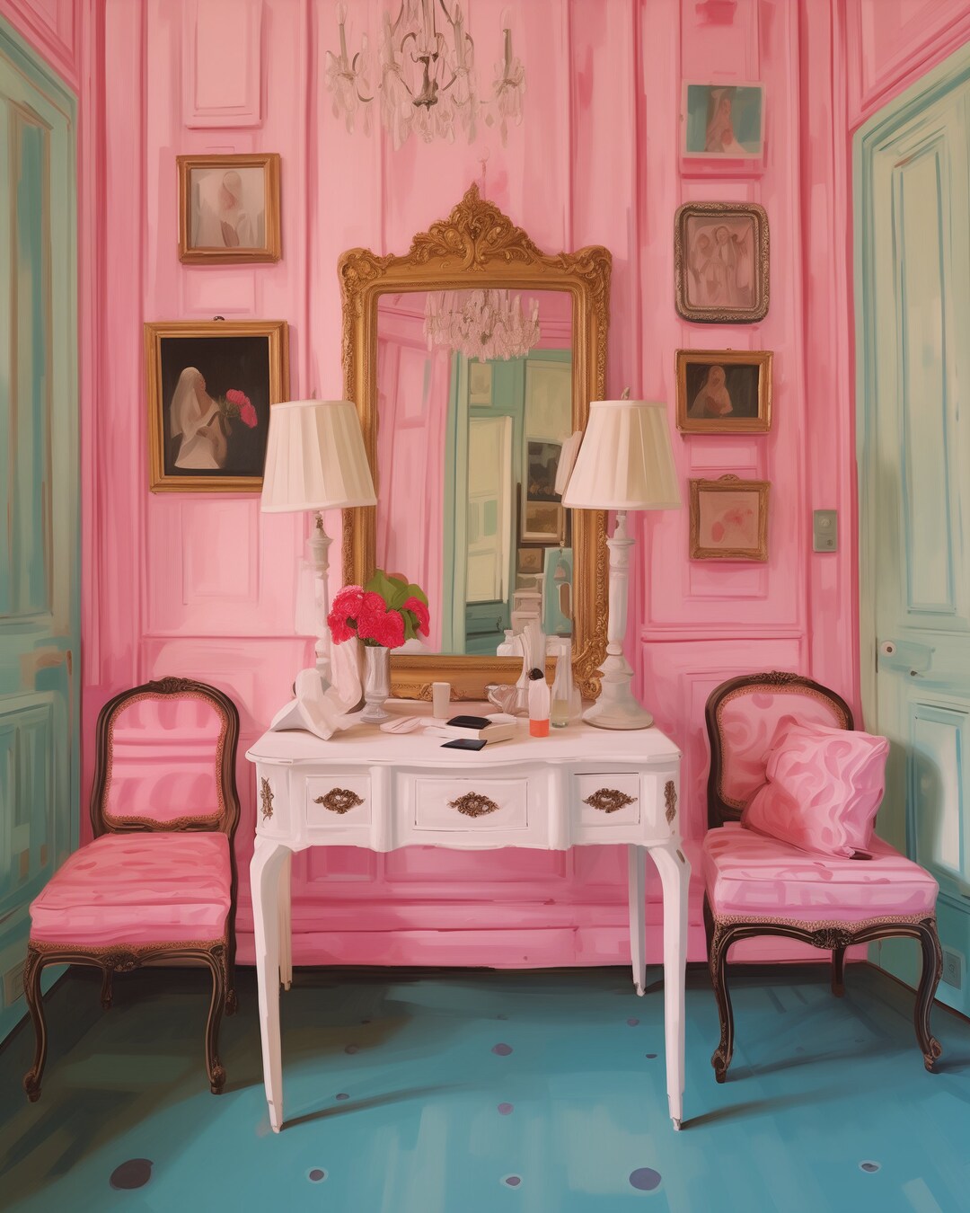 Coquette Living Room, Vintage Pink Painting, Victorian Aesthetic ...