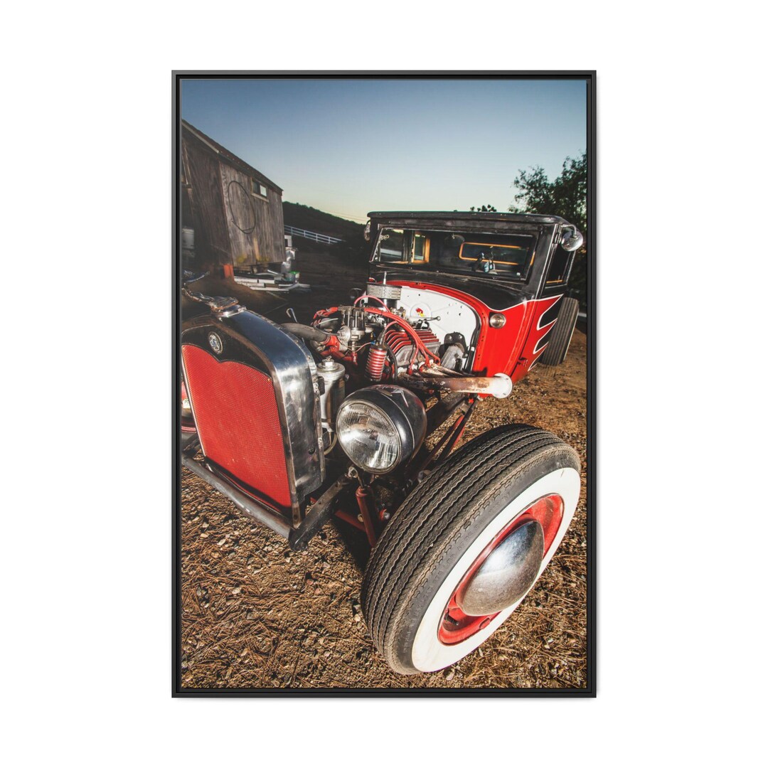 Vintage Hot Rod Canvas Wall Art | Classic Car Photography Print, Rustic ...