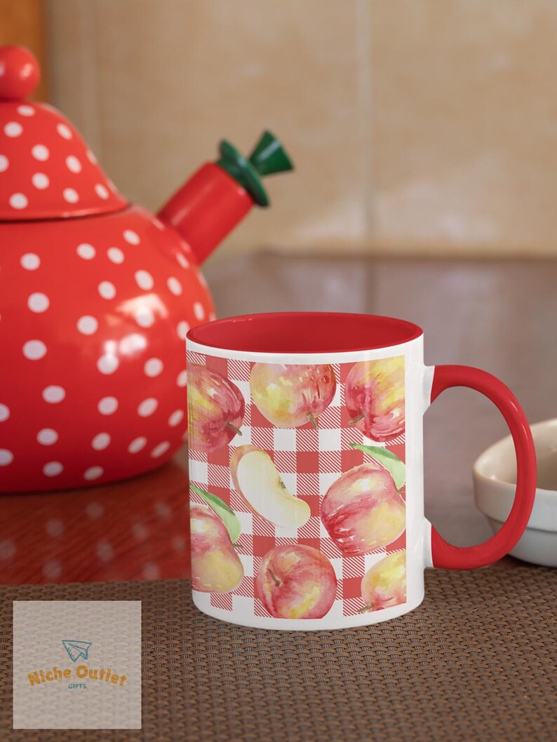 Apple Design Ceramic Mug: Vibrant Kitchen Decor - Etsy
