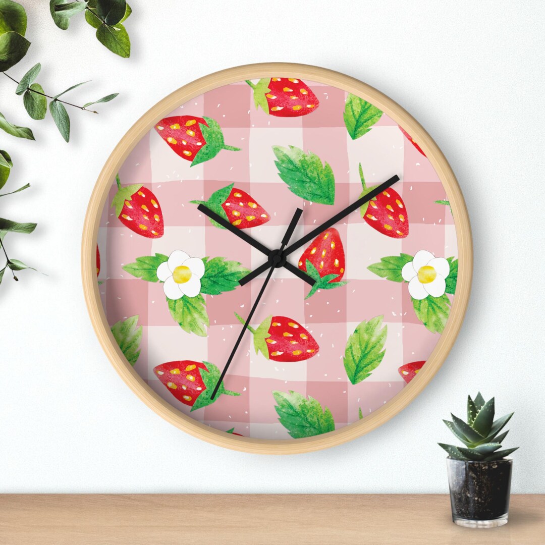 Strawberry Wall Clock: Farmhouse Kitchen Decor, Fruit Lover Gift - Etsy