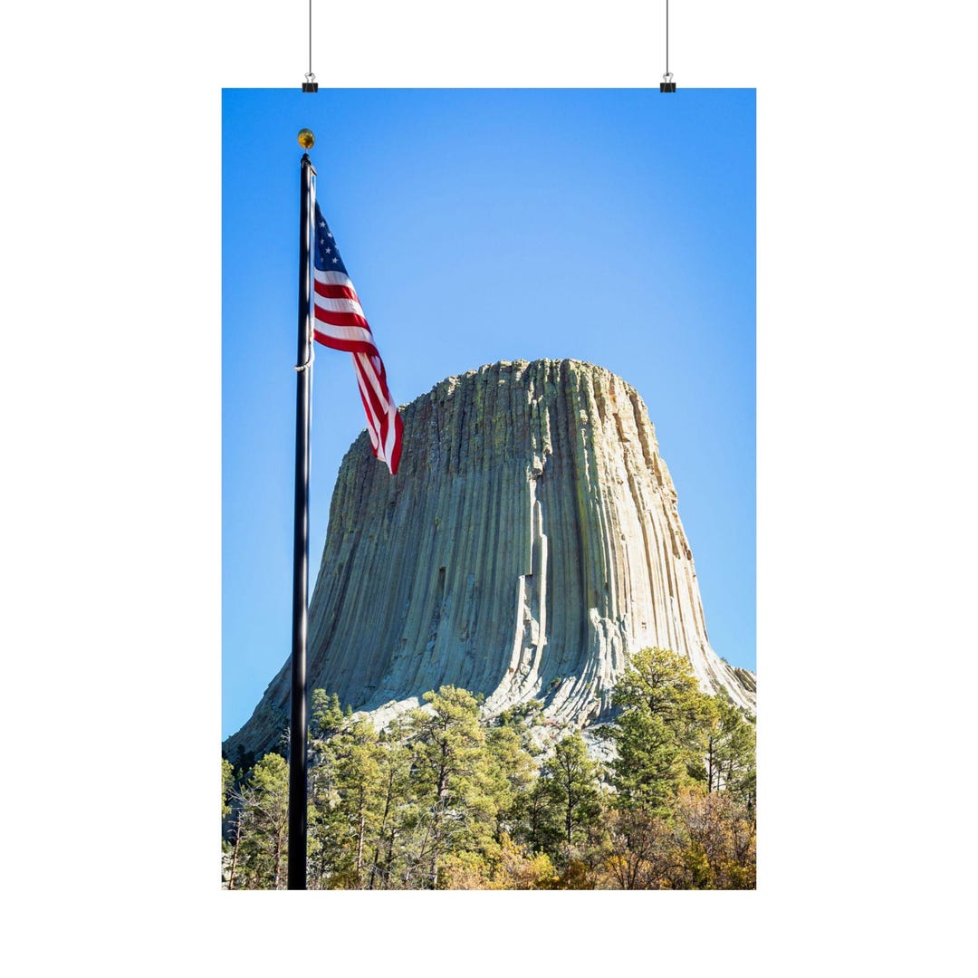 Devils Tower National Monument Wall Art Poster | Wyoming Landscape ...