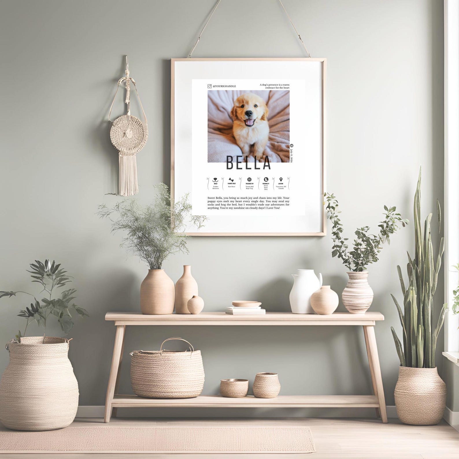 Personalized Pet Portrait Custom Dog Poster/wall Art Digital Print ...
