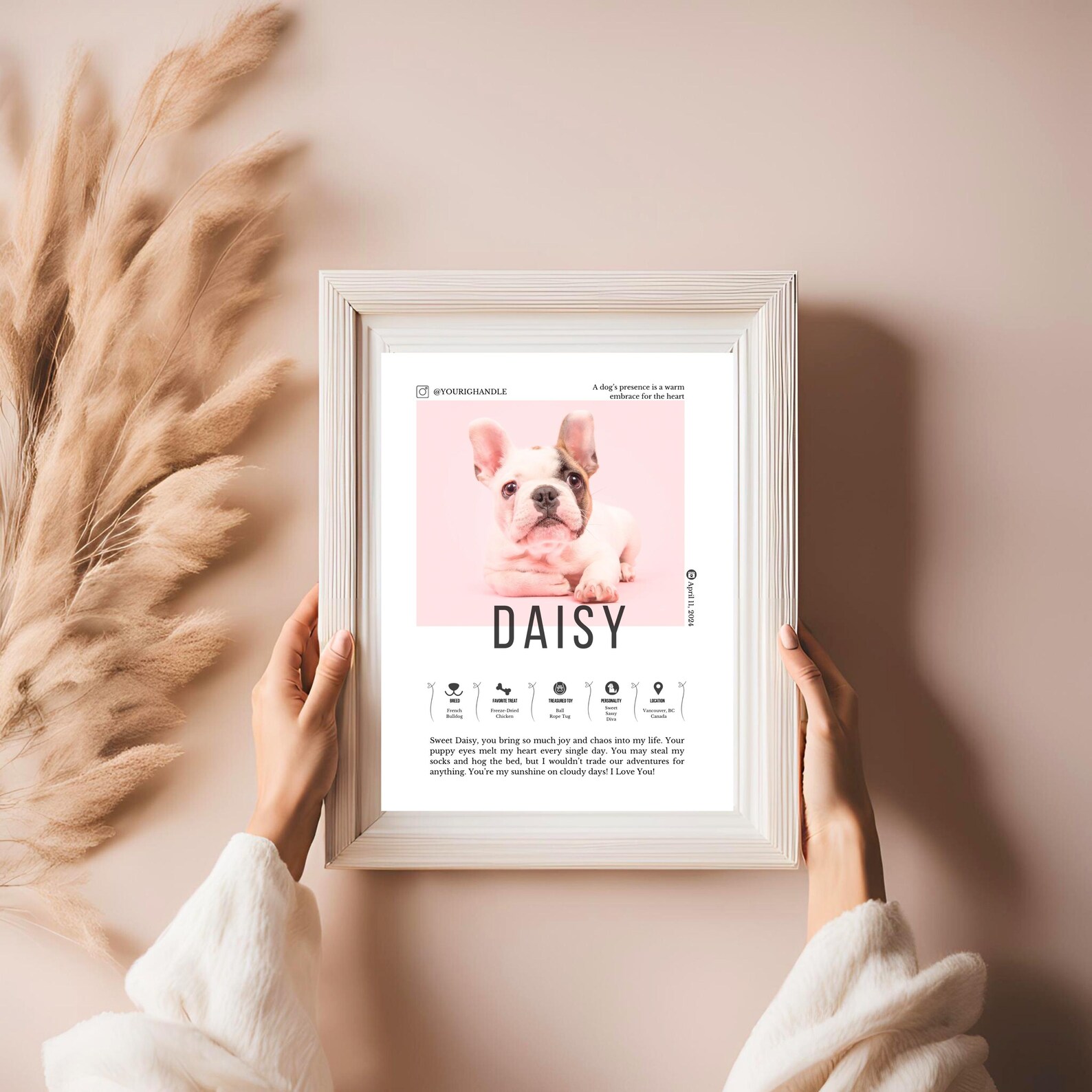 Personalized Pet Portrait Custom Dog Poster/wall Art Digital Print ...