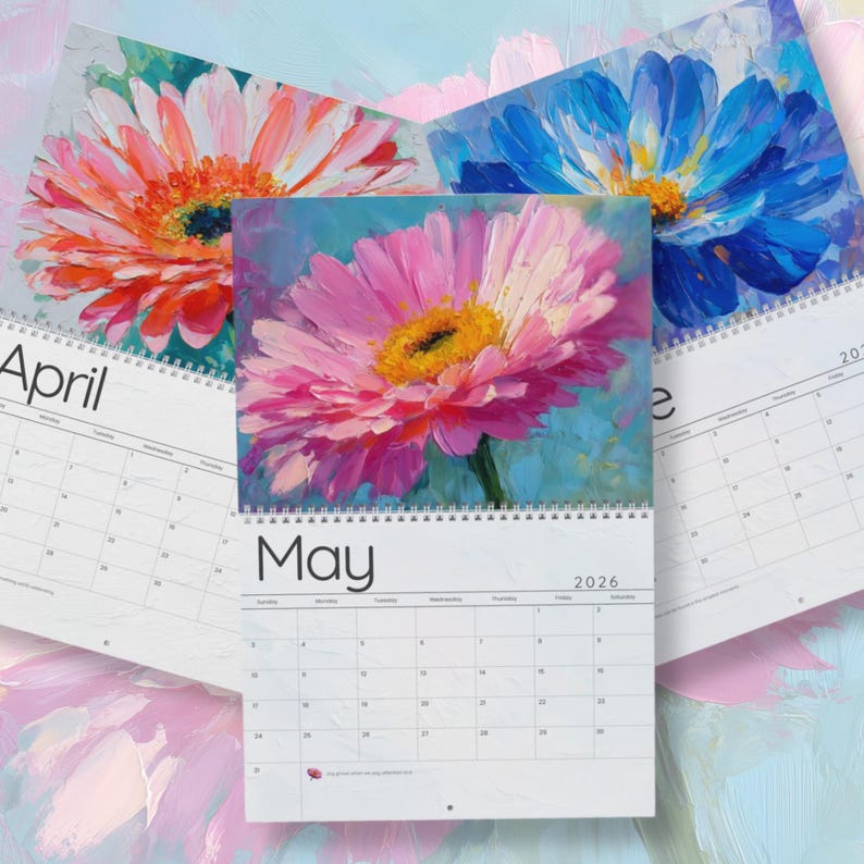 2026 Floral Wall Calendar, Colorful Flower Art Calendar, 8.5x11 Monthly ...