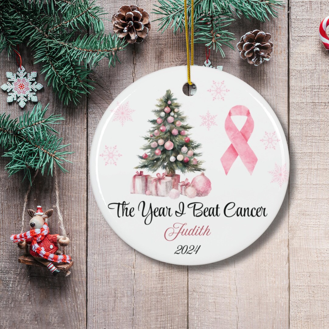 Breast Cancer Ornament, Personalized Breast Cancer Ornament, I Beat ...