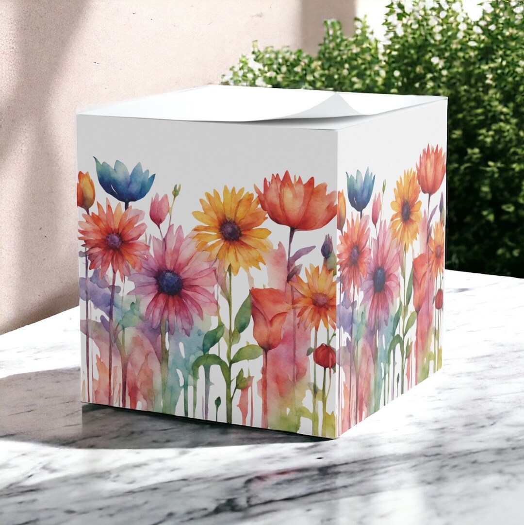 Floral Sticky Note Cube | Sticky Notes Memo Cube | Secret Santa Gift ...