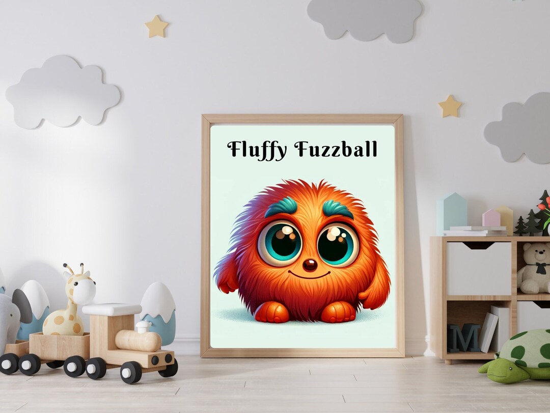 Fluffy Fuzzball Monster Print | Kids Wall Art | Digital Download ...
