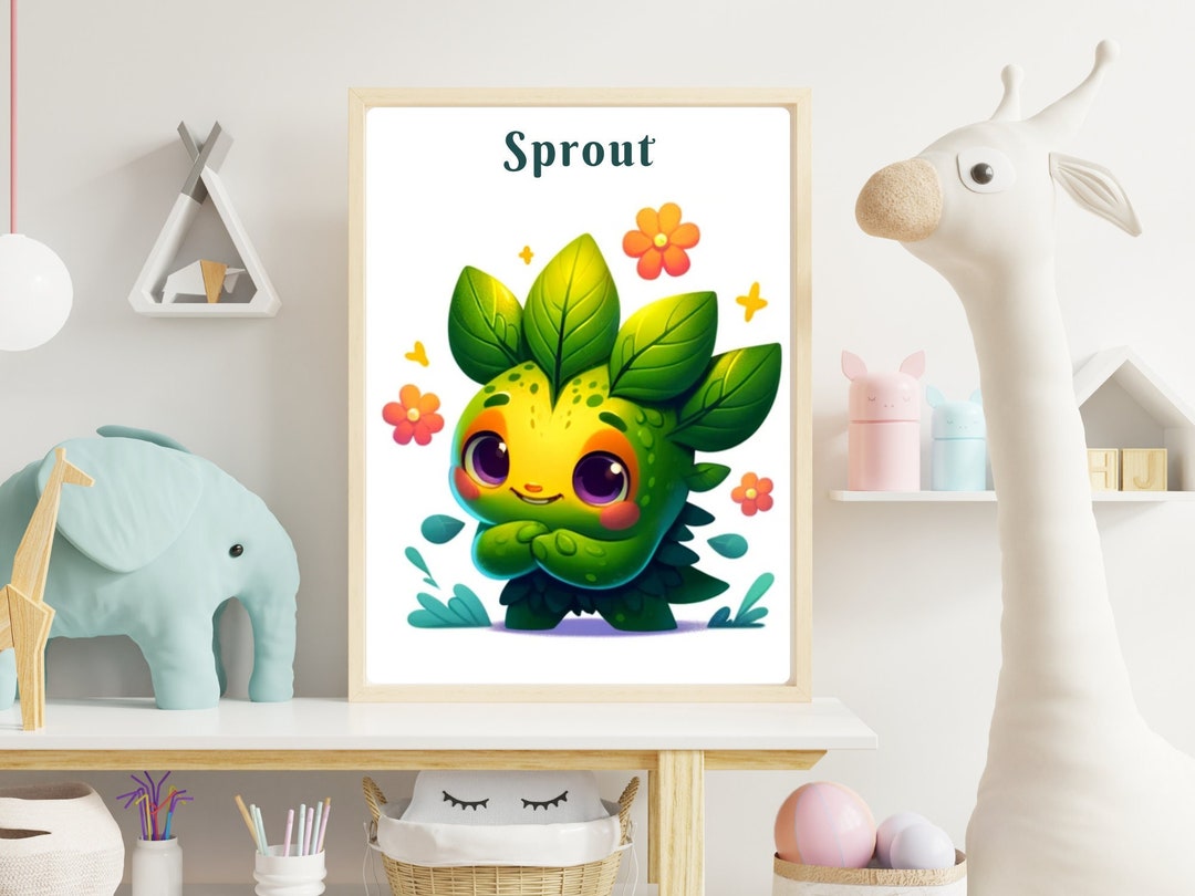 Friendly Sprout Monster Print | Kids Wall Art | Digital Download ...