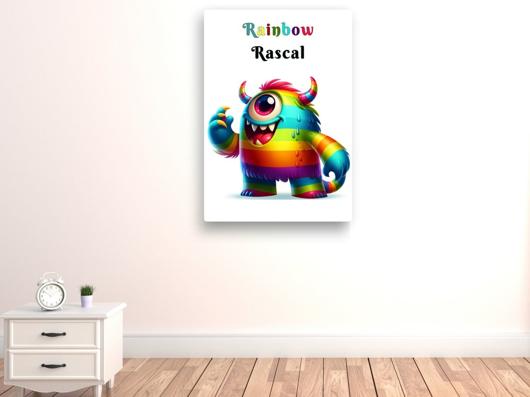 Rainbow Rascal Monster Print | Kids Wall Art | Digital Download ...