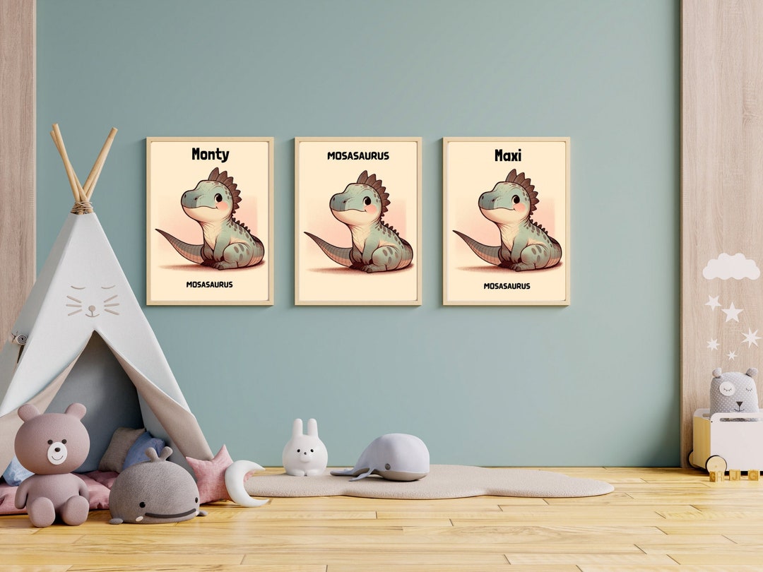Friendly Mosasaurus Digital Wall Print | Dinosaur Print | Children's ...