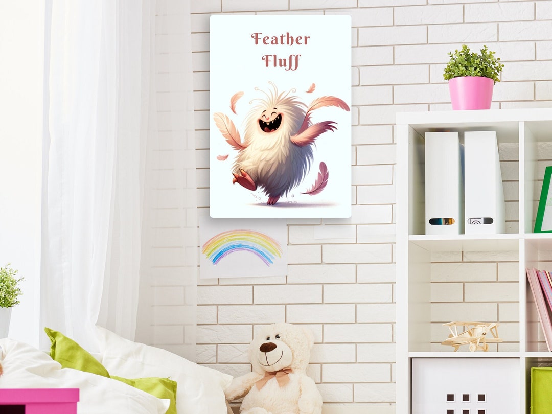 Feather Fluff Monster Print Kids Wall Art Digital Download Children's ...