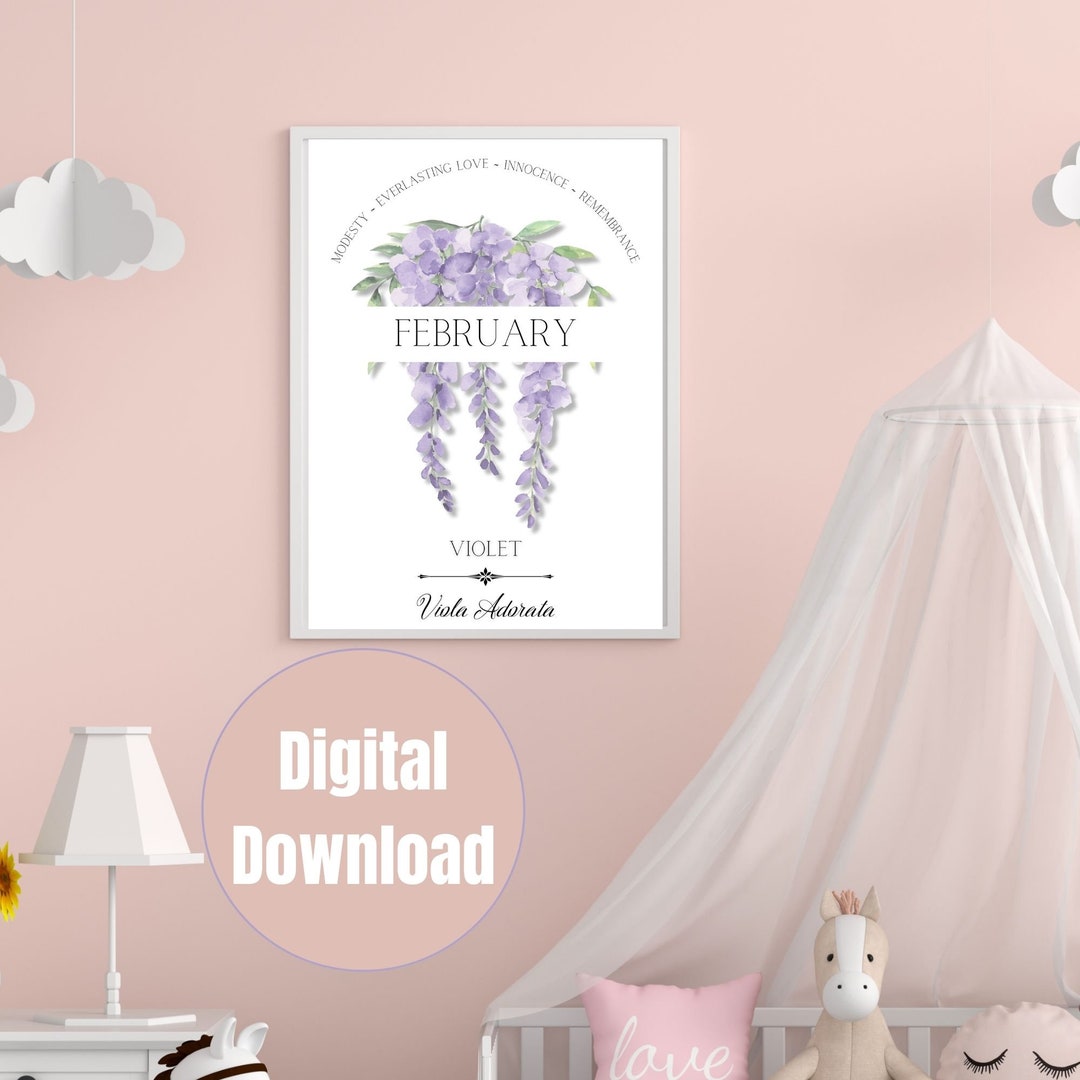 Birth Month Wall Art Botanical Birthday Month Meaning Birth Flower ...